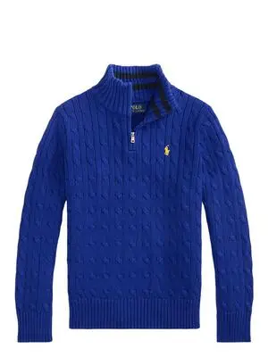 Ralph Lauren Cable-Knit Quarter-Zip Sweater Classic Azure