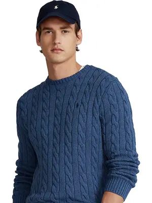 Ralph Lauren Cable-Knit Quarter-Zip Sweater Derby Blue Heather