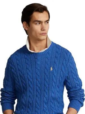 Ralph Lauren Cable-Knit Quarter-Zip Sweater Dockside Blue Heather