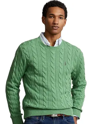 Ralph Lauren Cable-Knit Quarter-Zip Sweater Field Green Heather
