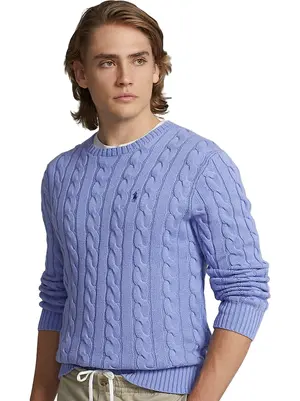 Ralph Lauren Cable-Knit Quarter-Zip Sweater Lafayette Blue