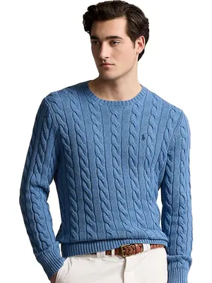 Ralph Lauren Cable-Knit Quarter-Zip Sweater Lake Heather