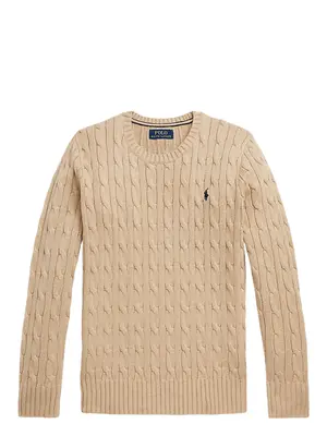 Ralph Lauren Cable-Knit Quarter-Zip Sweater New Camel Melange