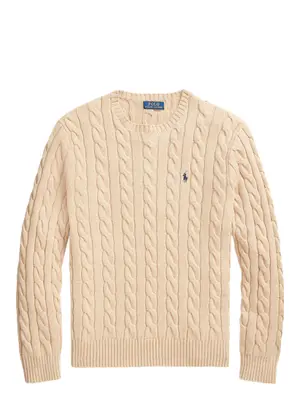 Ralph Lauren Cable-Knit Quarter-Zip Sweater Oatmeal Heather