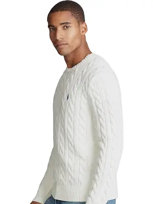 Ralph Lauren Cable-Knit Quarter-Zip Sweater Old White