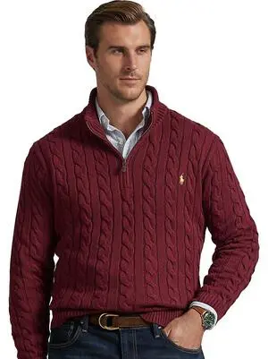 Ralph Lauren Cable-Knit Quarter-Zip Sweater Red Carpet