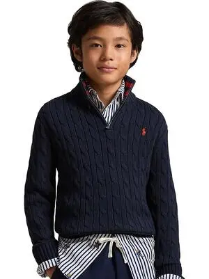 Ralph Lauren Cable-Knit Quarter-Zip Sweater Rl Navy