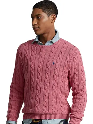 Ralph Lauren Cable-Knit Quarter-Zip Sweater Rosebud Heather