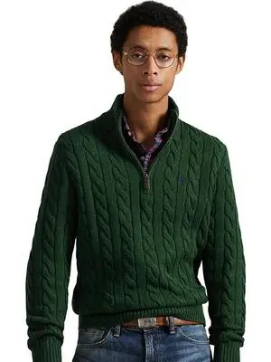Ralph Lauren Cable-Knit Quarter-Zip Sweater Scotch Pine Heather