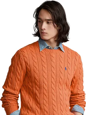 Ralph Lauren Cable-Knit Quarter-Zip Sweater Spring Melon Heather