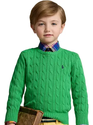 Ralph Lauren Cable-Knit Quarter-Zip Sweater Tiller Green