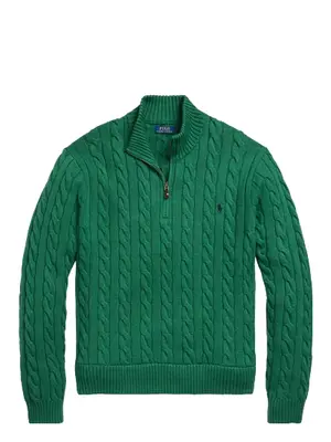 Ralph Lauren Cable-Knit Quarter-Zip Sweater Verano Green Heather