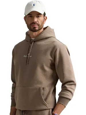 Ralph Lauren Logo Double-Knit Hoodie Brown Heather