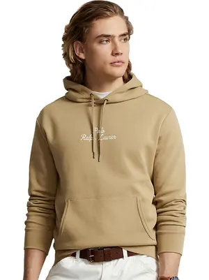 Ralph Lauren Logo Double-Knit Hoodie Desert Khaki