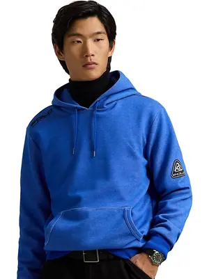 Ralph Lauren Logo Double-Knit Hoodie Heritage Blue