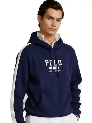Ralph Lauren Logo Double-Knit Hoodie Newport Navy