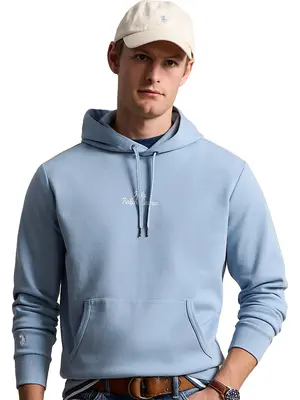 Ralph Lauren Logo Double-Knit Hoodie Vessel Blue