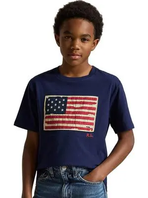 Ralph Lauren Flag Cotton Jersey Tee - Cruise Navy