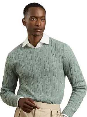 Ralph Lauren Cable-knit Cashmere Crewneck Sweater - Lily Pad