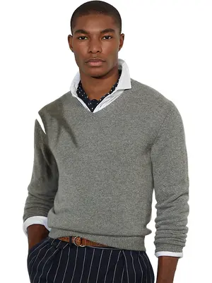 Ralph Lauren Ralph Lauren Cashmere V-Neck Pullover Classic Light Grey Heathe