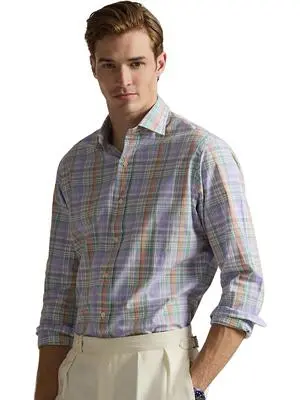Ralph Lauren Classic Fit Plaid Poplin Shirt - Lavender Orange