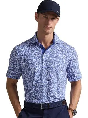 Ralph Lauren Classic Fit Performance Polo Shirt Maidstone Blue Ditsy Hibiscus