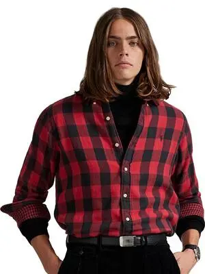 Ralph Lauren Classic Fit Plaid Double-faced Shirt - Red/black