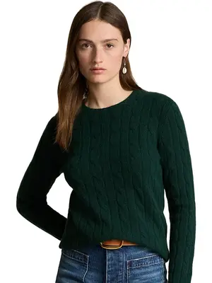 Ralph Lauren Iconic Cable-Knit Cashmere Sweater Moss Agate