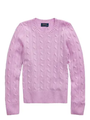 Ralph Lauren Iconic Cable-Knit Cashmere Sweater Soft Lilac