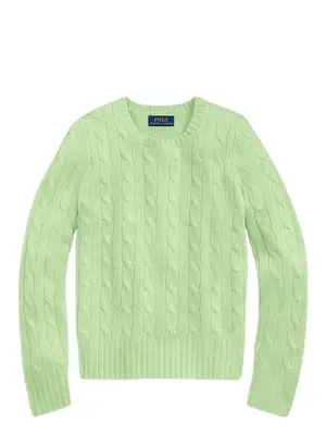 Ralph Lauren Iconic Cable-Knit Cashmere Sweater Spring Lime