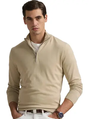 Ralph Lauren Cotton Quarter-Zip Sweater Ranch Cream