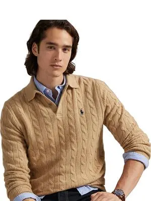 Ralph Lauren Ralph Lauren Cable-Knit Quarter-Zip Sweater Camel Melange
