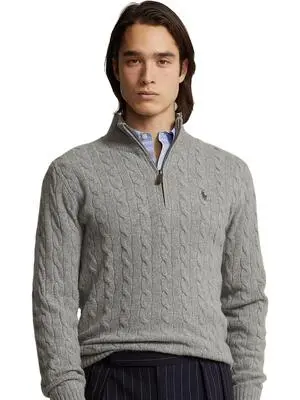 Ralph Lauren Ralph Lauren Cable-Knit Quarter-Zip Sweater Fawn Grey Heather