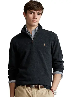 Ralph Lauren Ralph Lauren Estate-Rib Quarter-Zip Pullover Black Marl Heather
