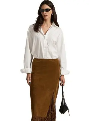 Ralph Lauren Fringe Suede Skirt - Clove