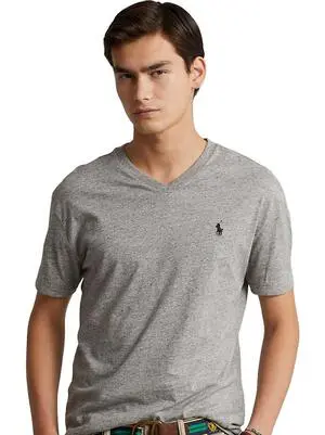 Ralph Lauren Classic Fit Jersey V-neck T-shirt - Dark Vintage Heather