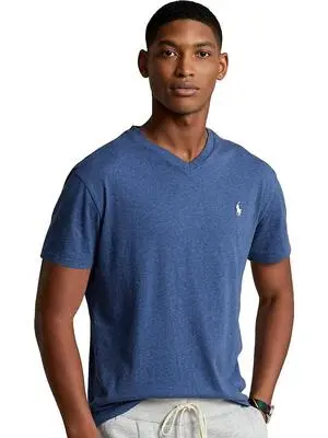 Ralph Lauren Classic Fit Jersey V-neck T-shirt - Derby Blue Heather