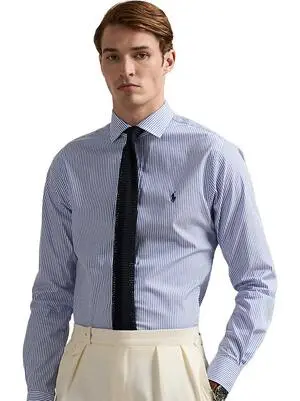 Ralph Lauren Slim Fit Striped Poplin Shirt - Light Blue/white