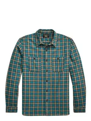 Ralph Lauren Plaid Twill Workshirt Rl 754 Teal Multi