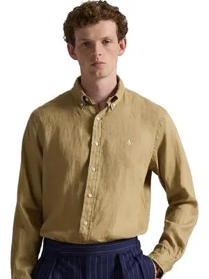 Ralph Lauren Slim Fit Linen Shirt - Cafe Tan