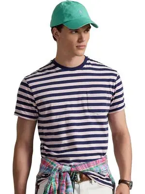 Ralph Lauren Classic Fit Striped Jersey T-shirt - Garden Pink/dark Cobalt
