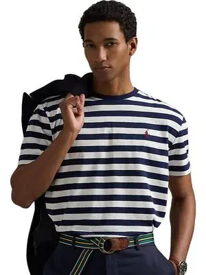 Ralph Lauren Classic Fit Striped Jersey T-shirt - White/cruise Navy