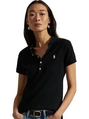 Ralph Lauren Slim Fit Stretch Polo Shirt - Polo Black/white