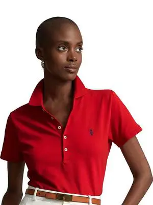 Ralph Lauren Slim Fit Stretch Polo Shirt - Red/navy