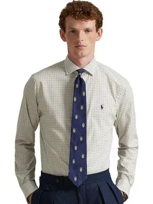 Ralph Lauren Classic Fit Plaid Stretch Poplin Shirt - White Coastal Beige