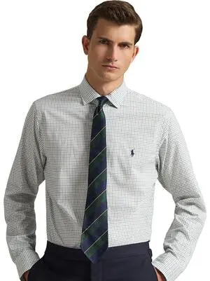 Ralph Lauren Classic Fit Plaid Stretch Poplin Shirt - White Essex Green Multi