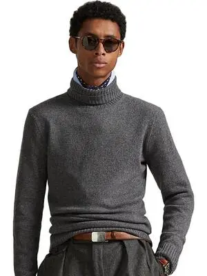 Ralph Lauren Cashmere Turtleneck Sweater - Static Grey Heather