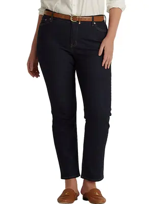 Ralph Lauren Mid-Rise Straight Leg Jean Dark Rinse Wash