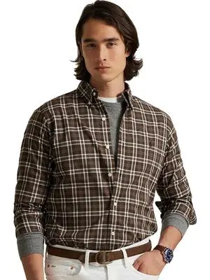 Ralph Lauren Classic Fit Plaid Twill Shirt - Brown/cream