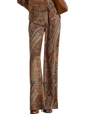 Ralph Lauren Paisley Crepe Wide-leg Pants - Cream Multi